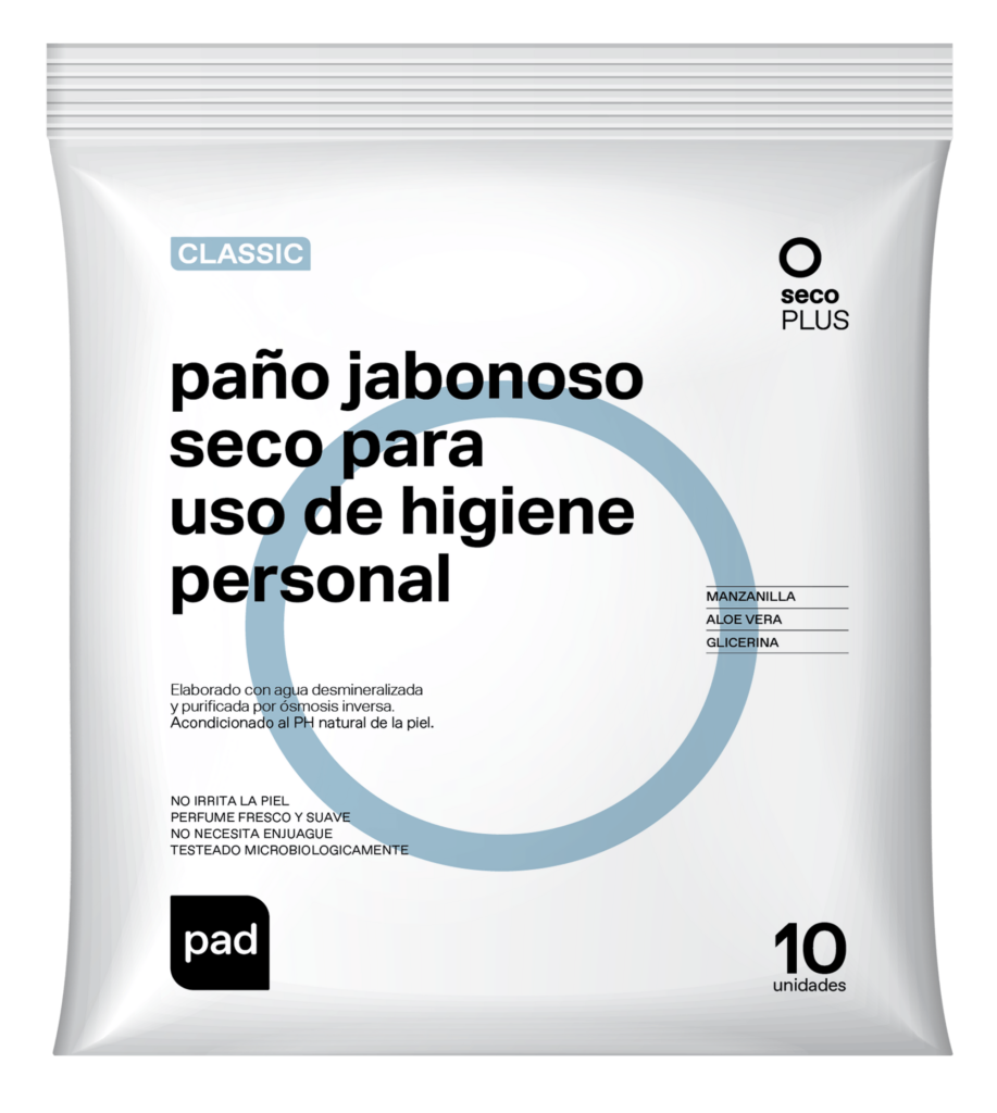 » Paño jabonoso seco para uso de higiene personal